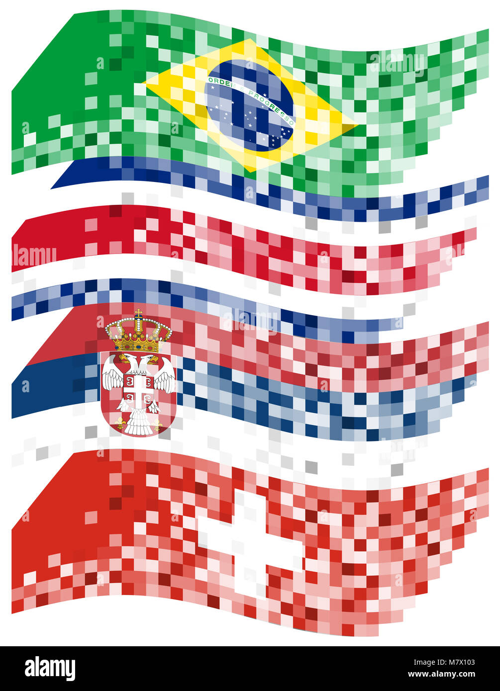 Abstract composition of the flags of national sports teams isolated on ...