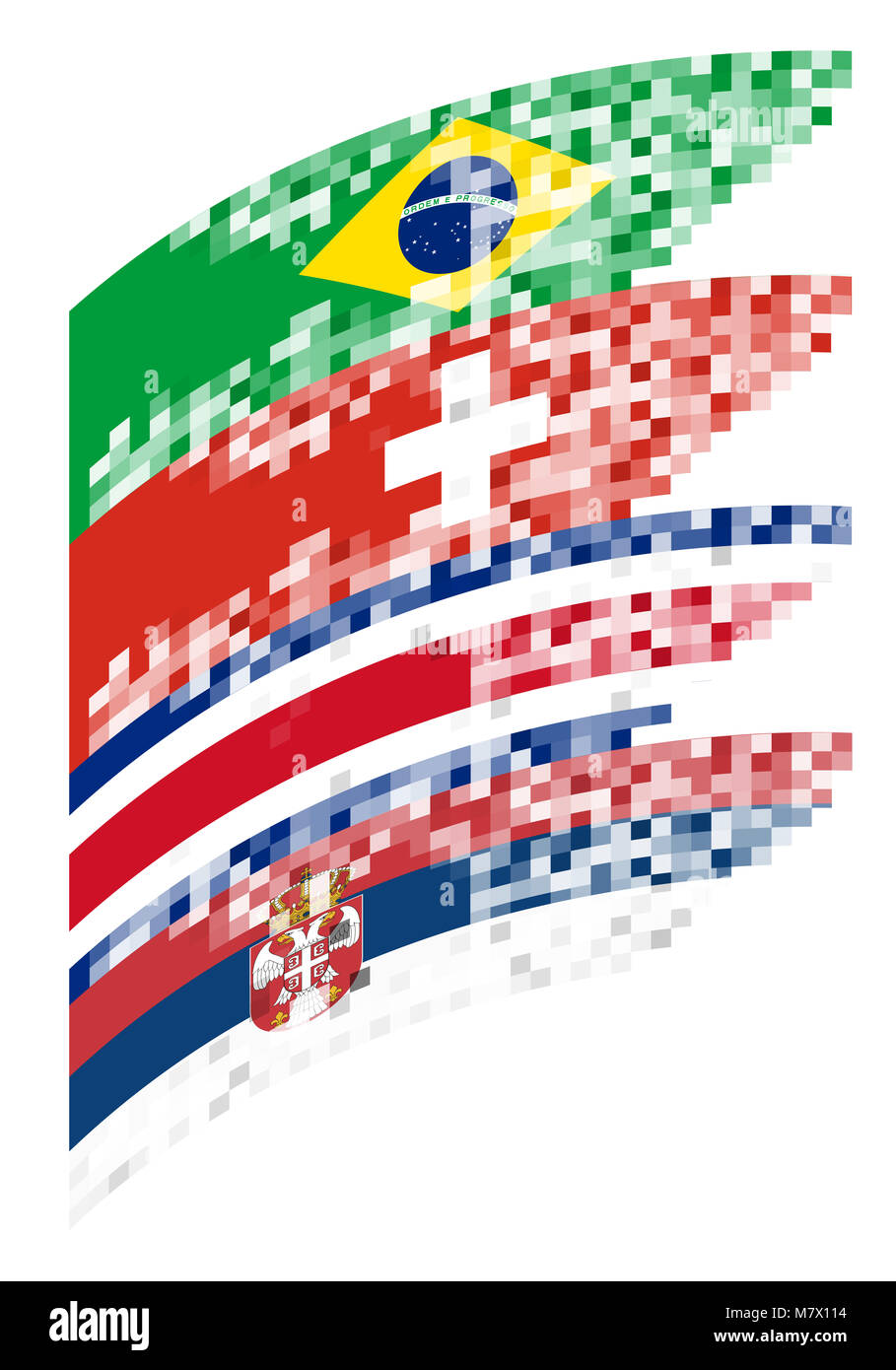 Abstract composition of the flags of national sports teams isolated on ...