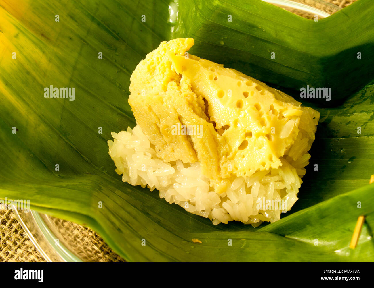 sticky rice Thai custard small meals Stock Photo - Alamy