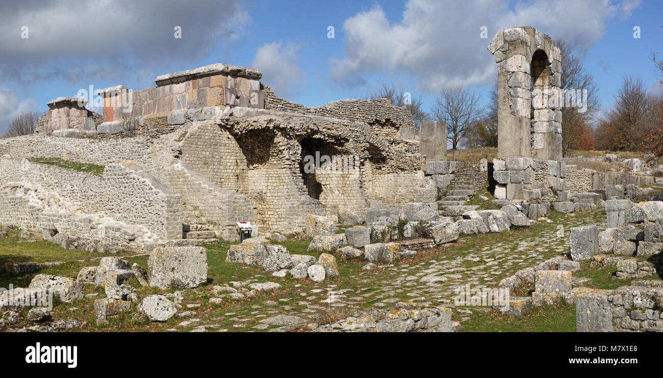 archaeological site of carsulae, twin temples, tabernae and remains of ...