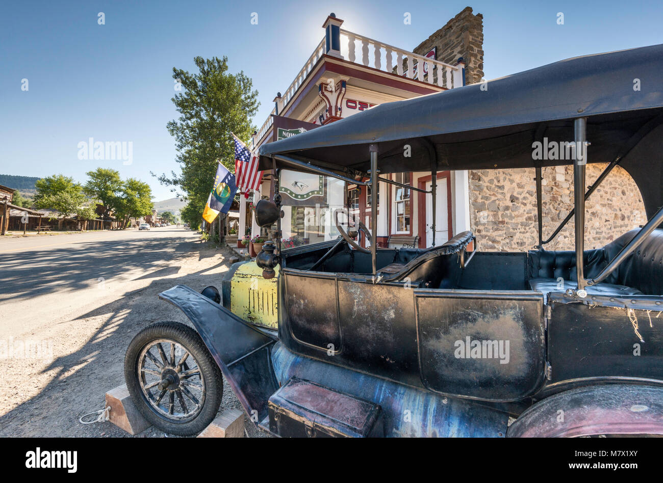 Ford Model T automobile in front of Smith & Boyd Livery Stable, ca 1900 ...