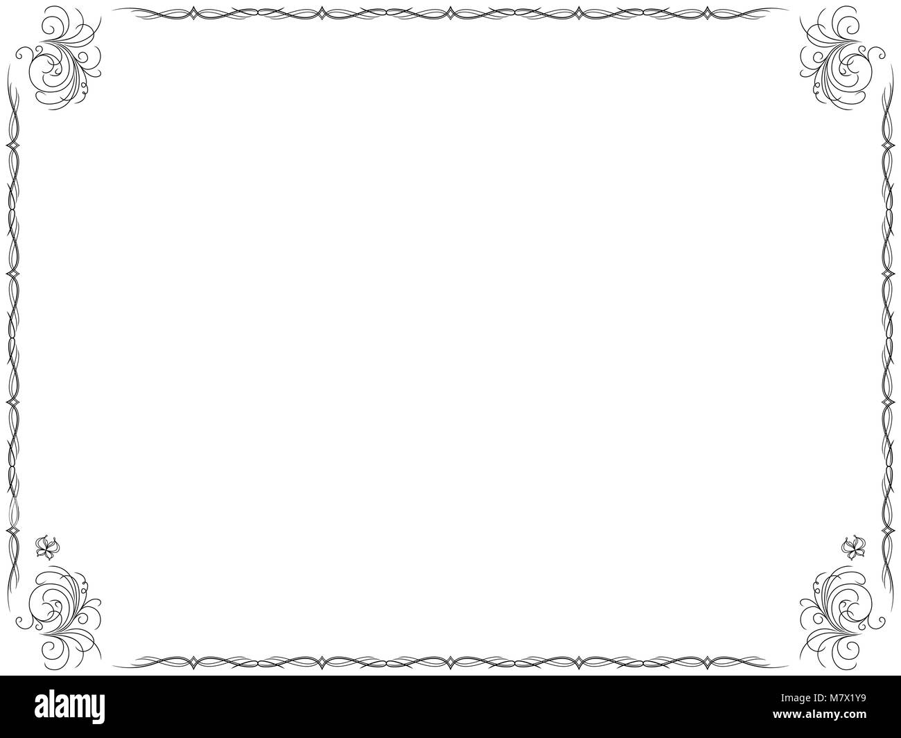 Frame background with swirl border and corner design elements, hand ...