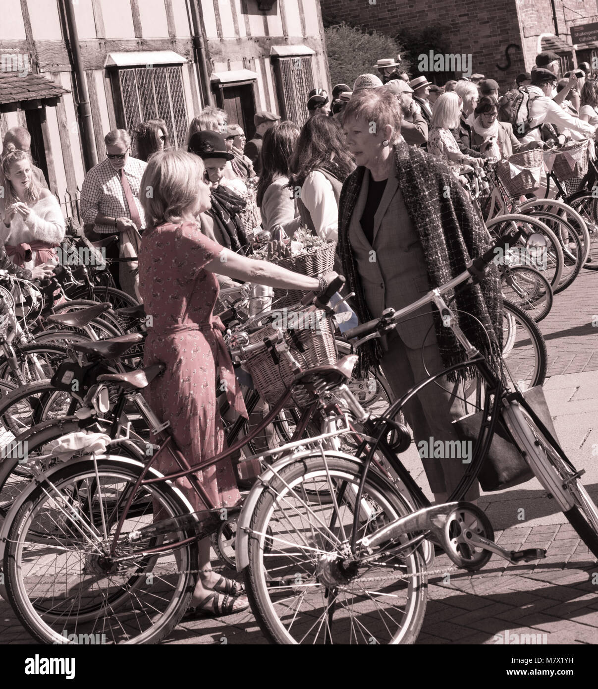 bicycle convention in Stratford upon Avon with attendees wearing period ...