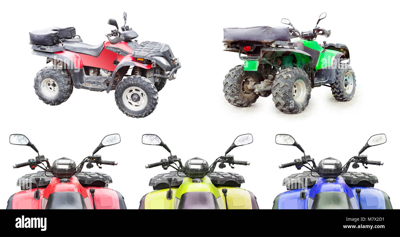 set of quad bike isolated on white background Stock Photo - Alamy