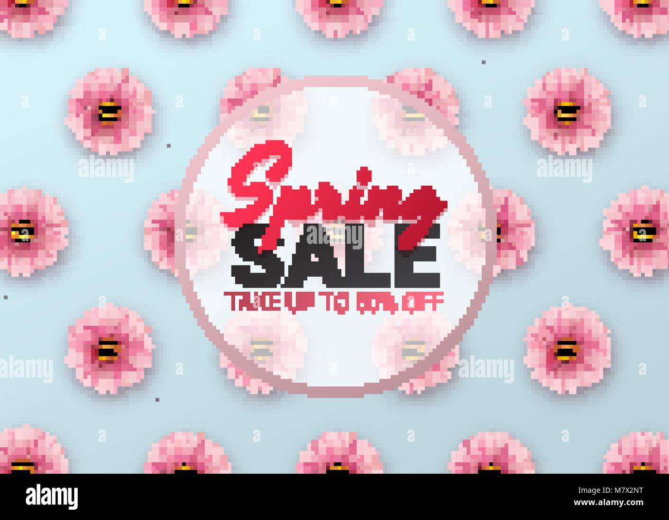 Spring sale floral advertizing poster, board. Banner with realistic ...