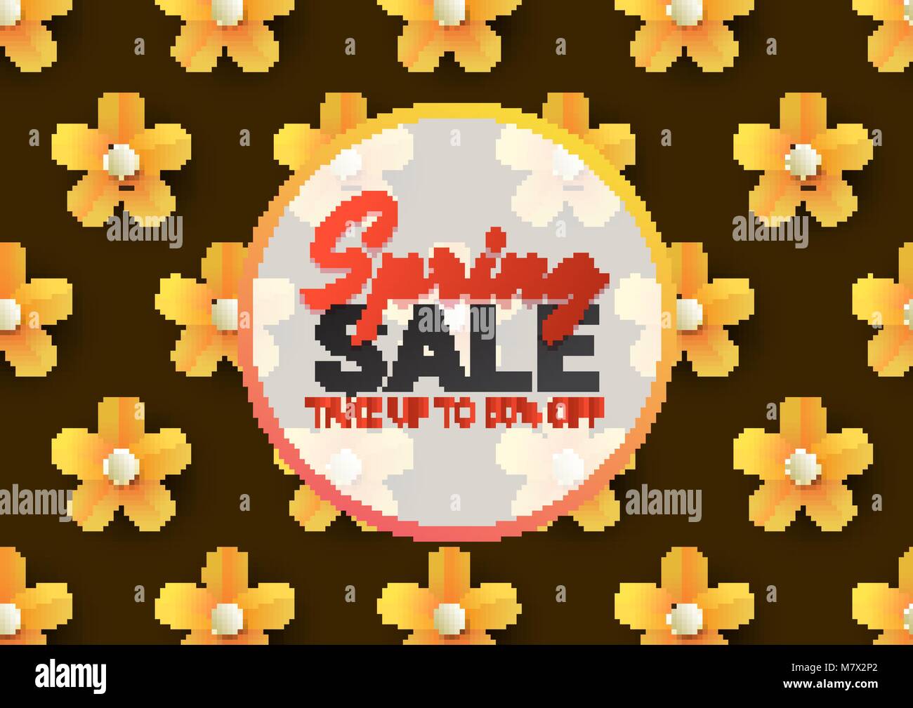 Spring sale floral advertizing poster, board. Banner with paper flowers ...