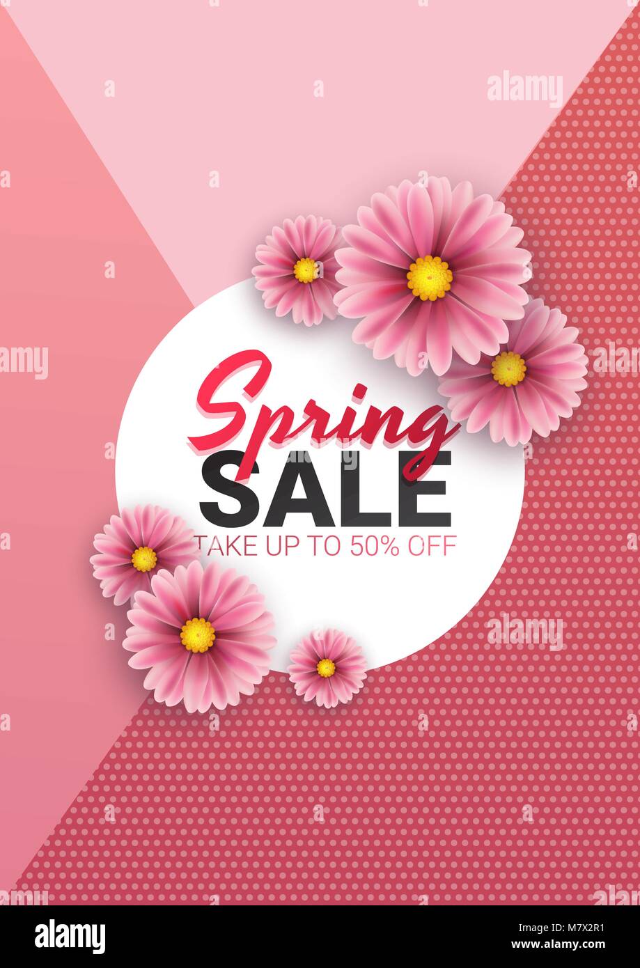 Spring sale floral advertizing poster, board. Banner with realistic ...