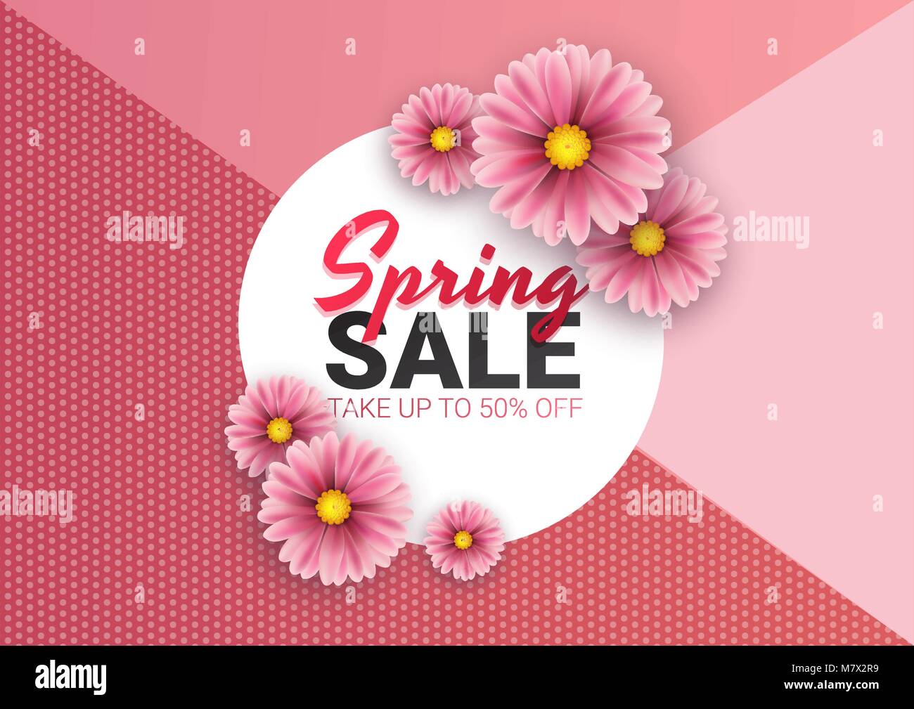 Spring sale floral advertizing poster, board. Banner with realistic ...