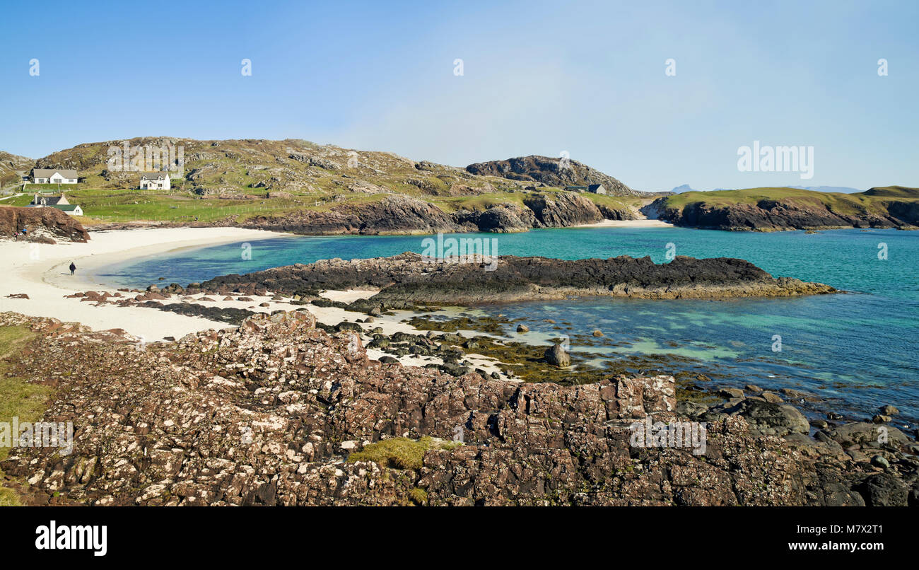 Beautiful sandy beach at Clachtoll Bay, Assynt, Sutherland, on the ...