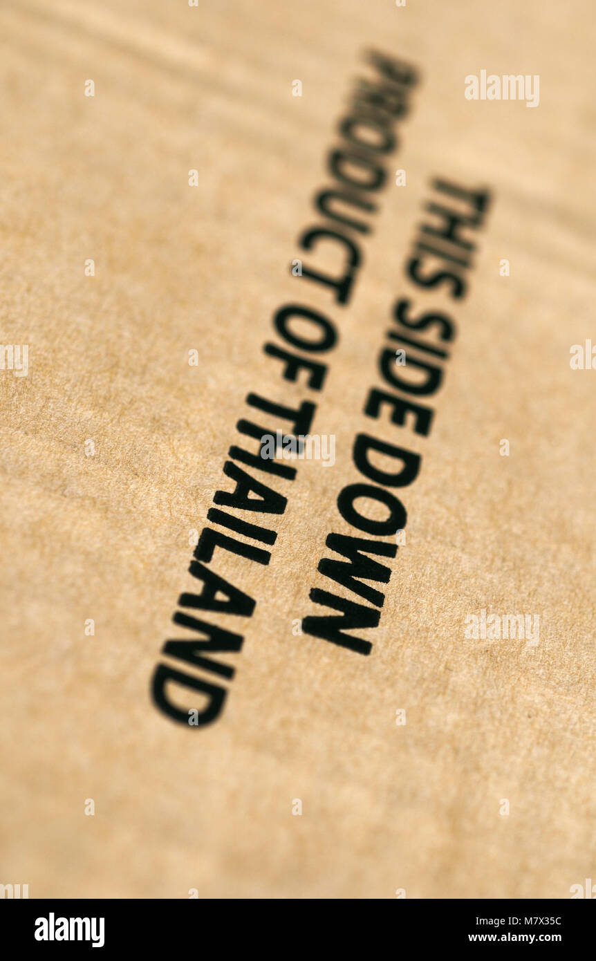 packing box with text "product of thailand Stock Photo - Alamy