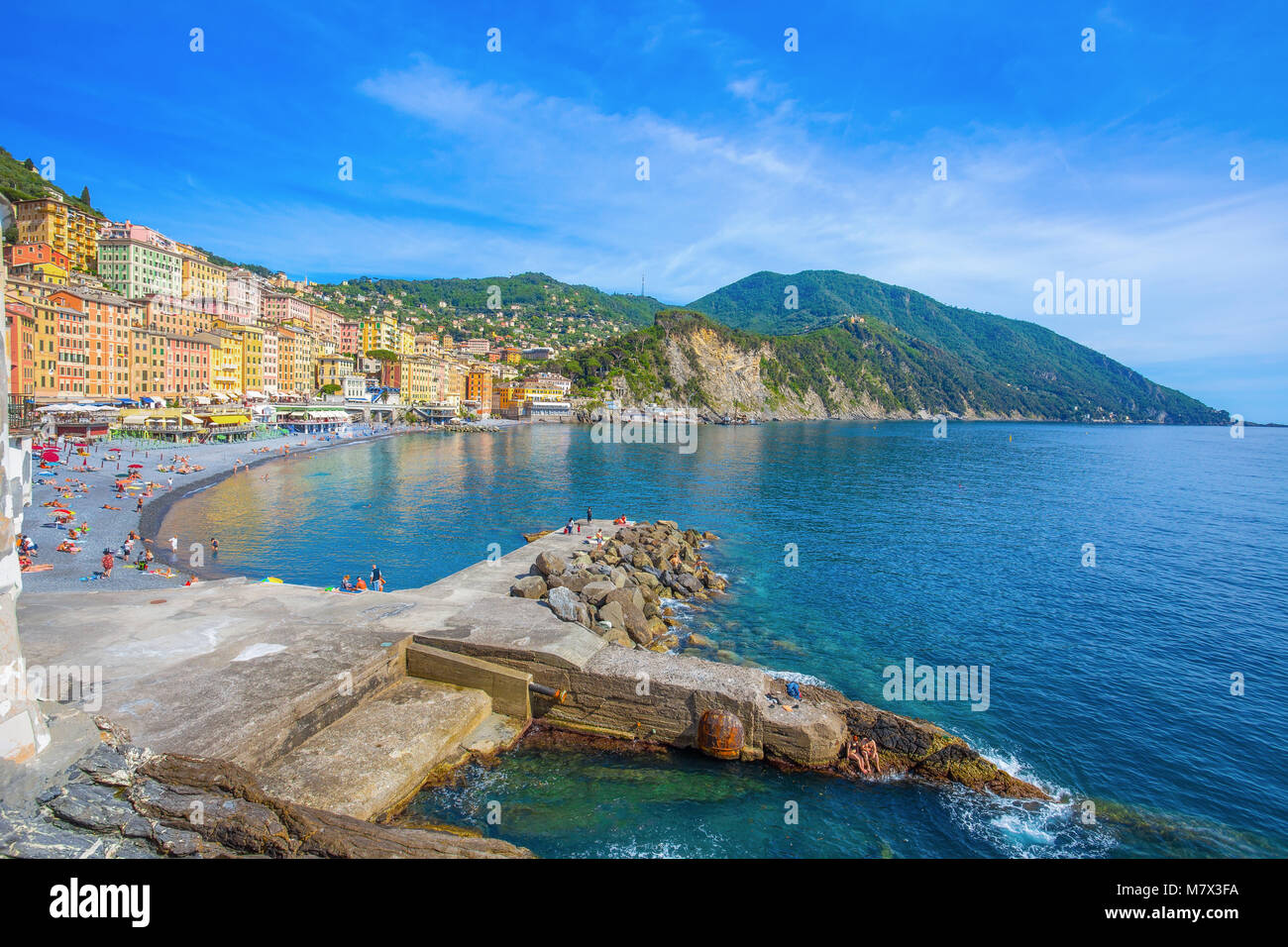 CAMOGLI, ITALY, MAY 23, 2017 - Panoramic view of city of Camogli ...