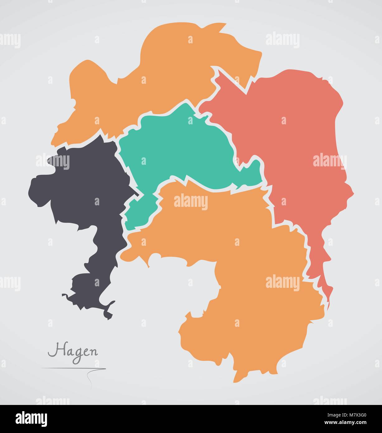 Hagen Map with boroughs and modern round shapes Stock Vector Image & Art - Alamy