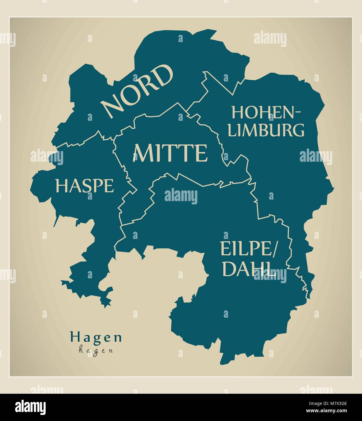 Modern City Map - Hagen city of Germany with boroughs and titles DE ...