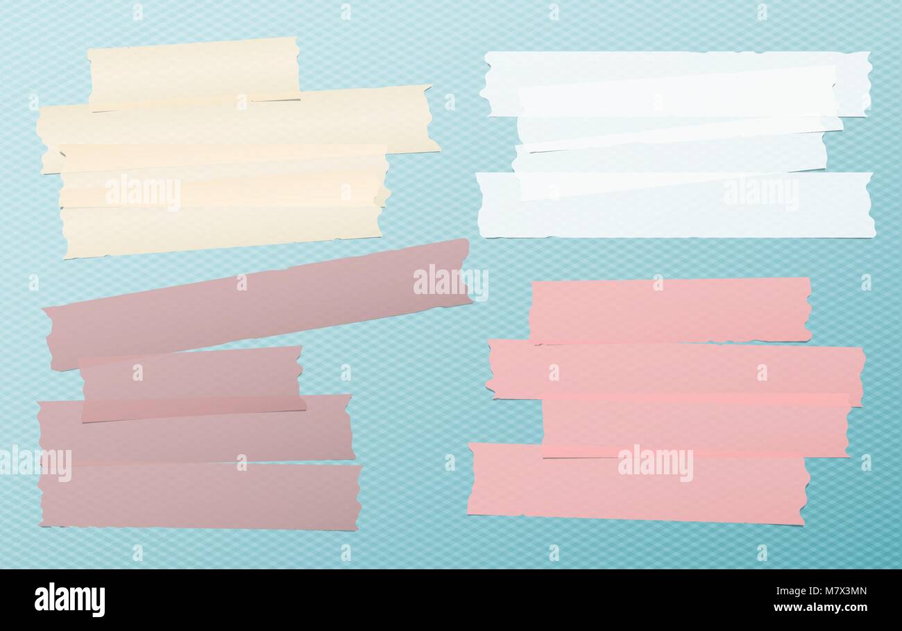 Colorful and white adhesive, sticky, masking, duct tape, paper strips ...