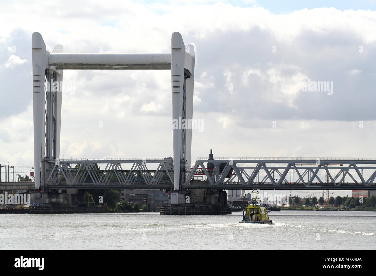 Netherlands,South Holland,Dordrecht , june 2016:Vertical lift bridge ...