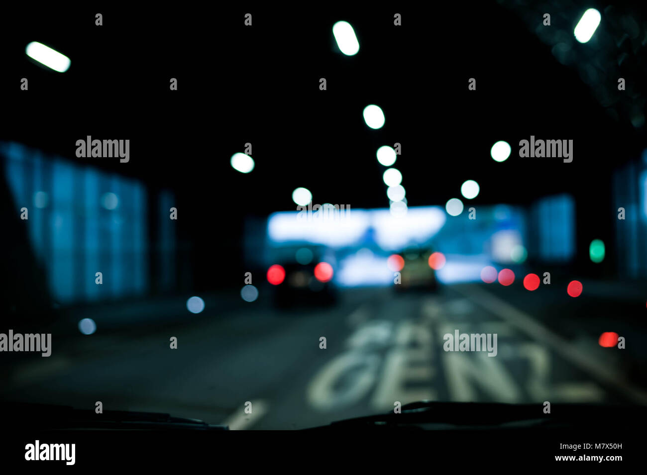 The Blurred Cars at the End of Tunnel in front of Bregenz Stock Photo ...