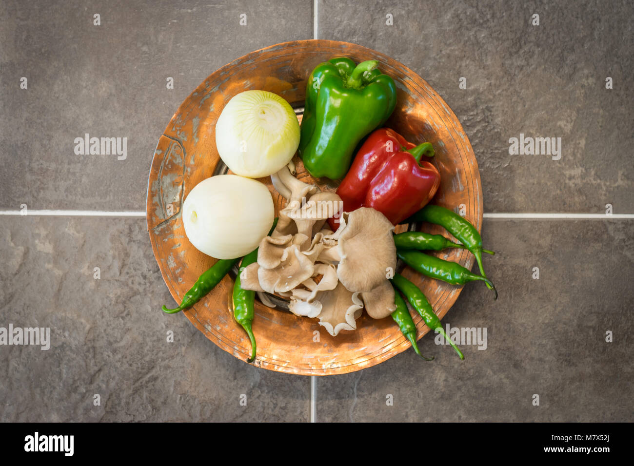 Vegetable on Copper Plate Stock Photo - Alamy