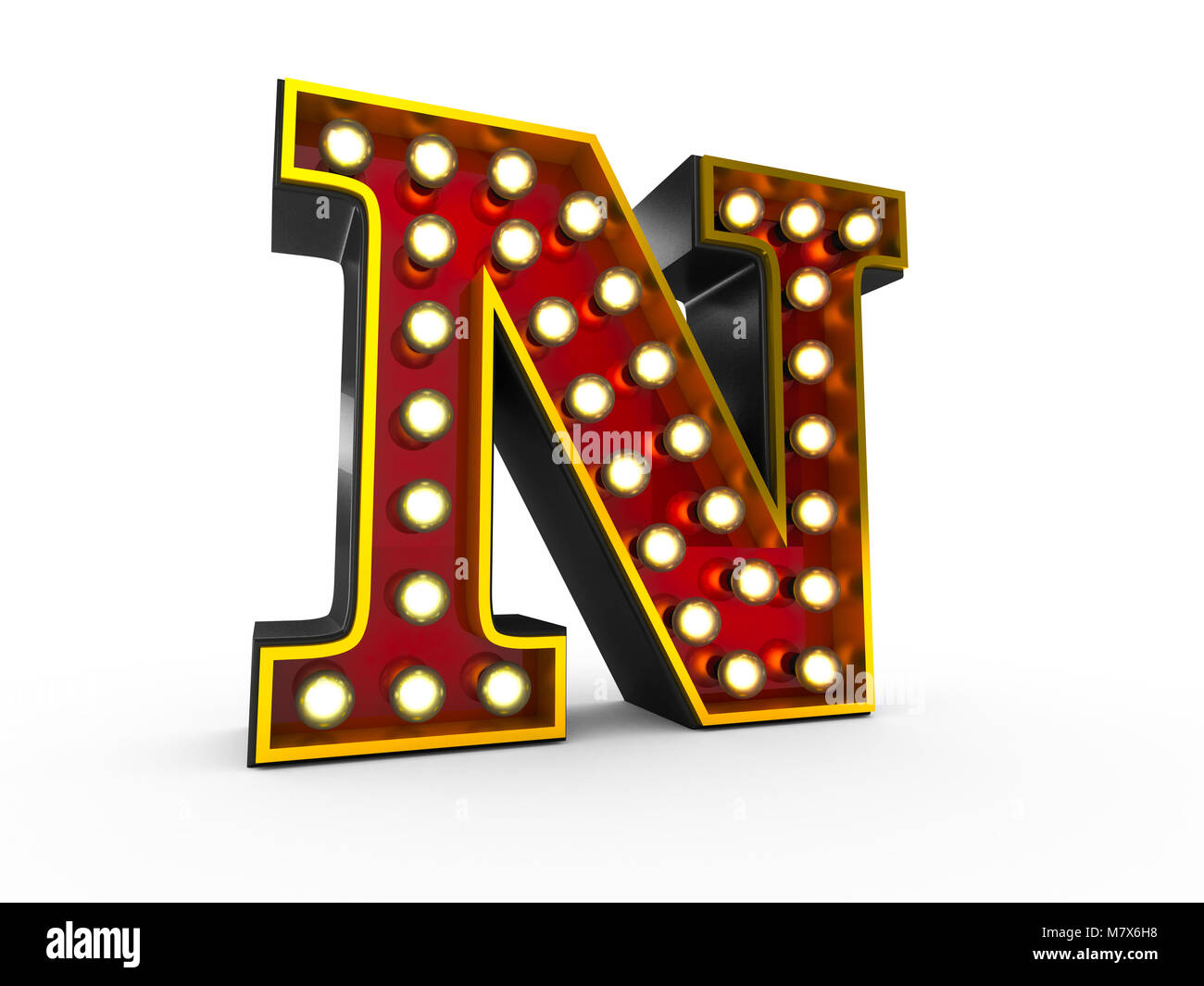 High quality 3D illustration of the letter N in Broadway style with ...