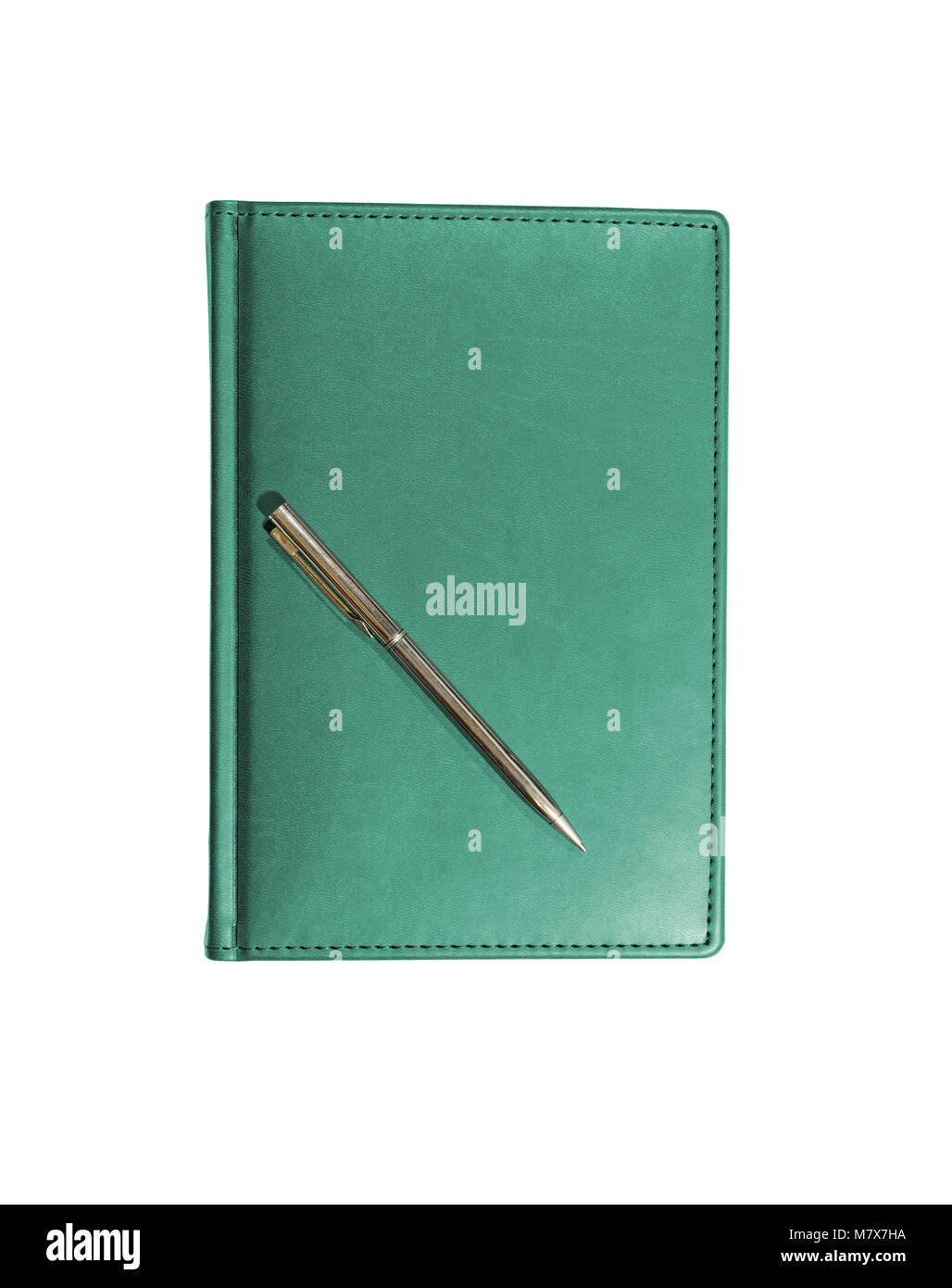 Green Notepad and pen.Composition on a white background Stock Photo - Alamy
