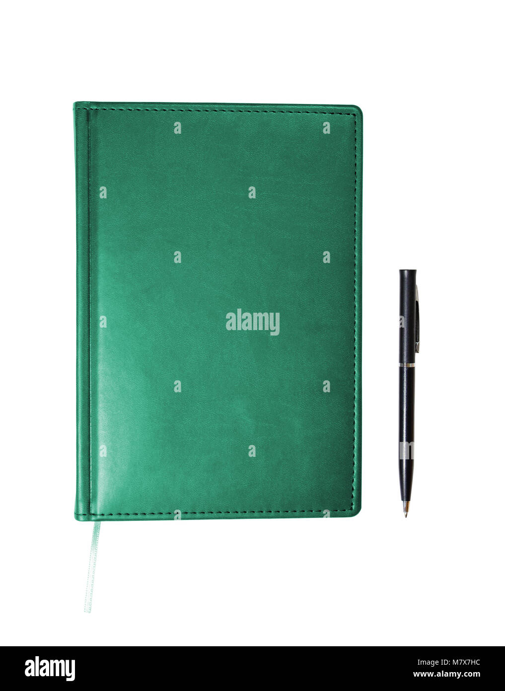 Green Notepad and pen.Composition on a white background Stock Photo - Alamy