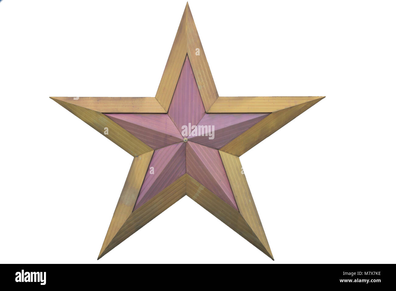 Golden Christmas Star isolated on white Background. Top View Close-Up ...