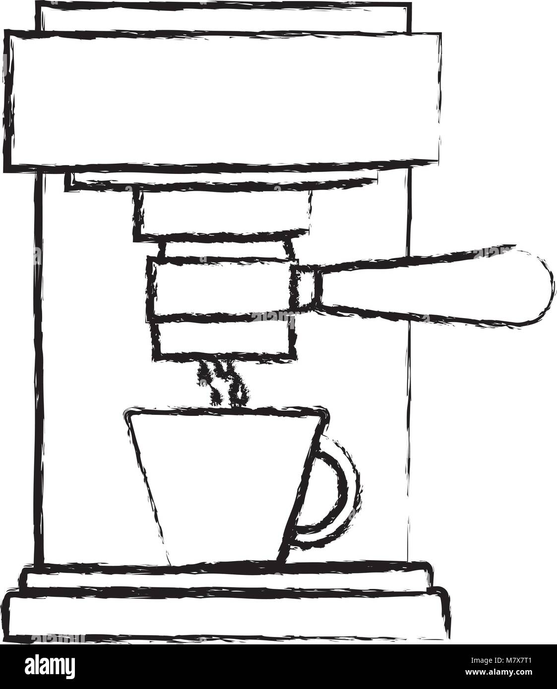 coffee espresso machine front view monochrome blurred silhouette Stock ...