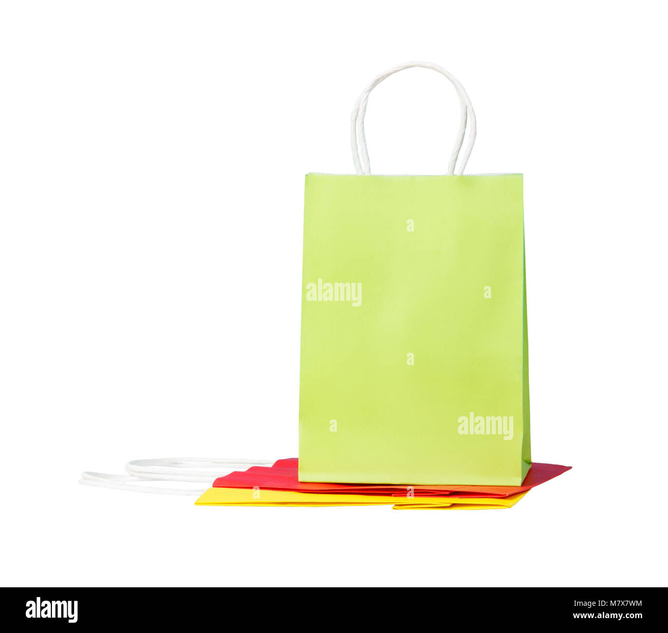 Three color paper bags, isolated on white Stock Photo - Alamy