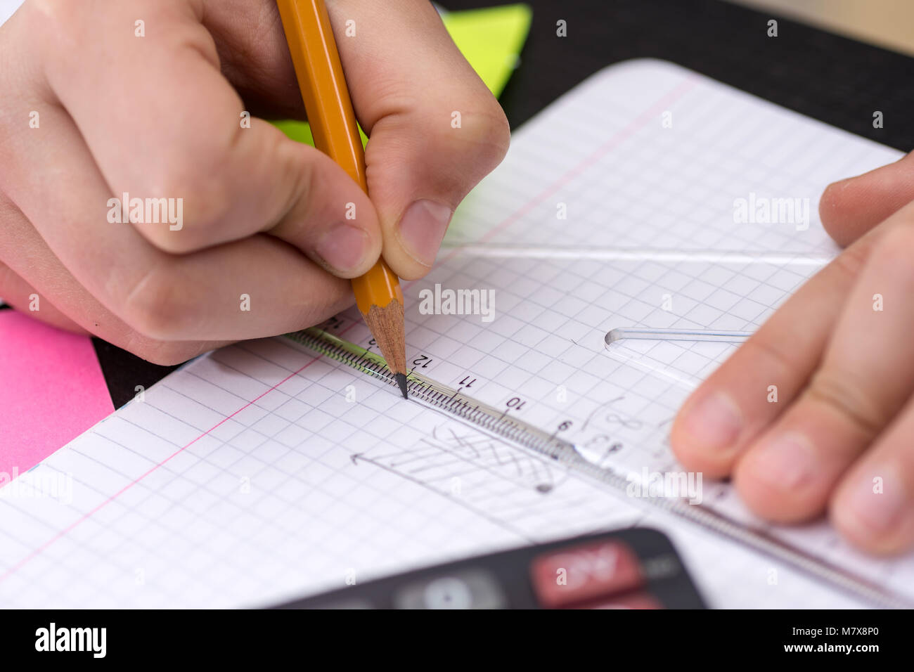 Child close up drawing ruler hi-res stock photography and images - Alamy