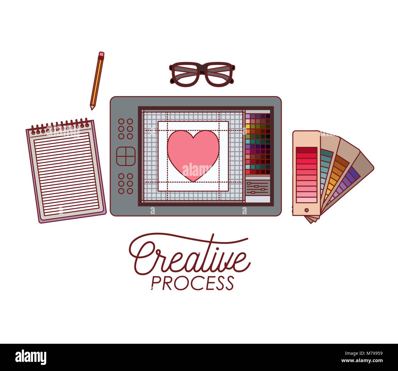 set elements graphic design creative process on white background Stock ...