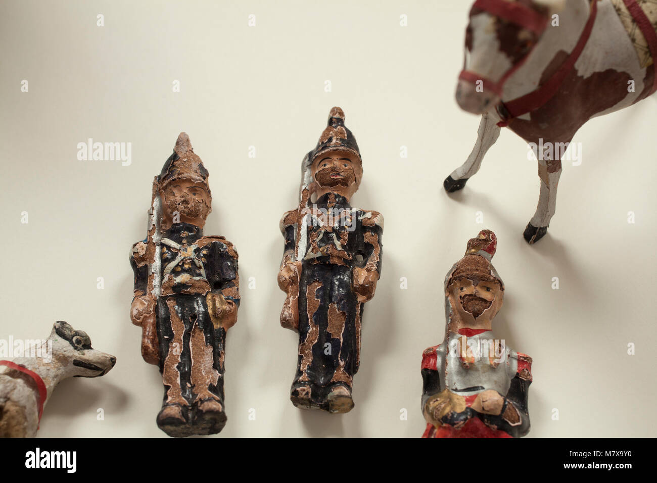 Old paper mache painted toy Prussian soldiers Stock Photo - Alamy