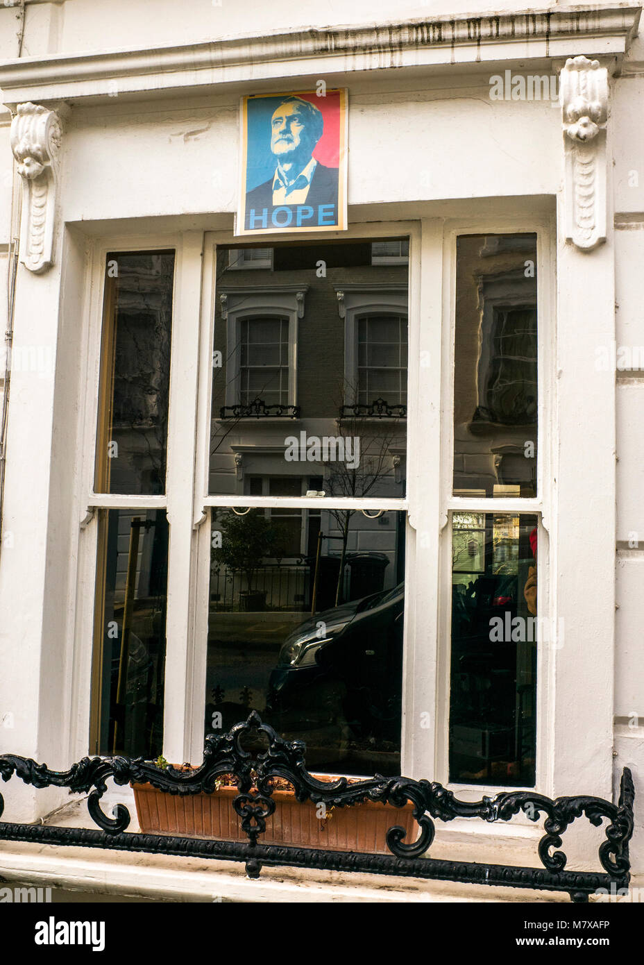Jeremy Corbyn Hope poster, outside London house Stock Photo - Alamy