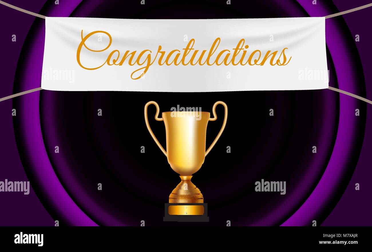 Gold Cup Winner Congratulations Background. Vector Illustration Stock ...