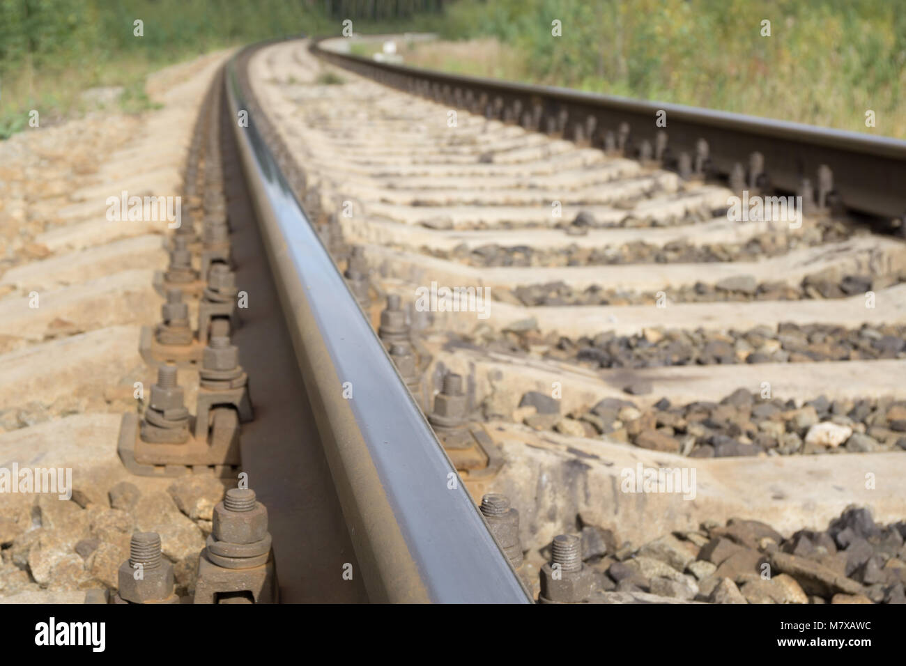 Old rails in landscape. Rails ina the land Stock Photo - Alamy