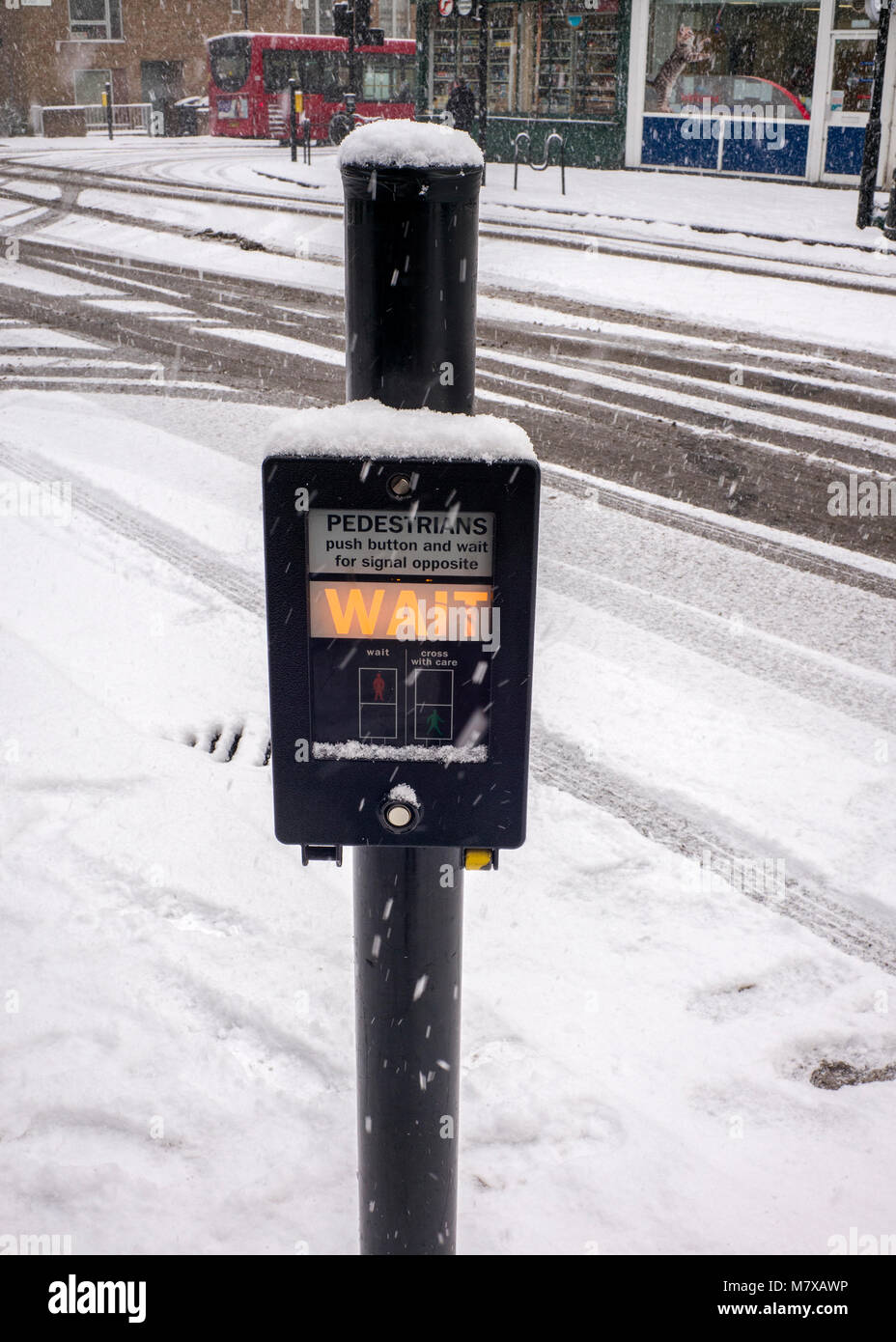 Pedestrians push button push button and wait for signal opposite hi-res ...