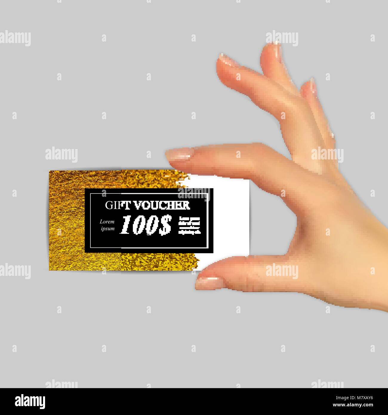 Realistic 3D Silhouette of hand with Gift Voucher Template For Your ...