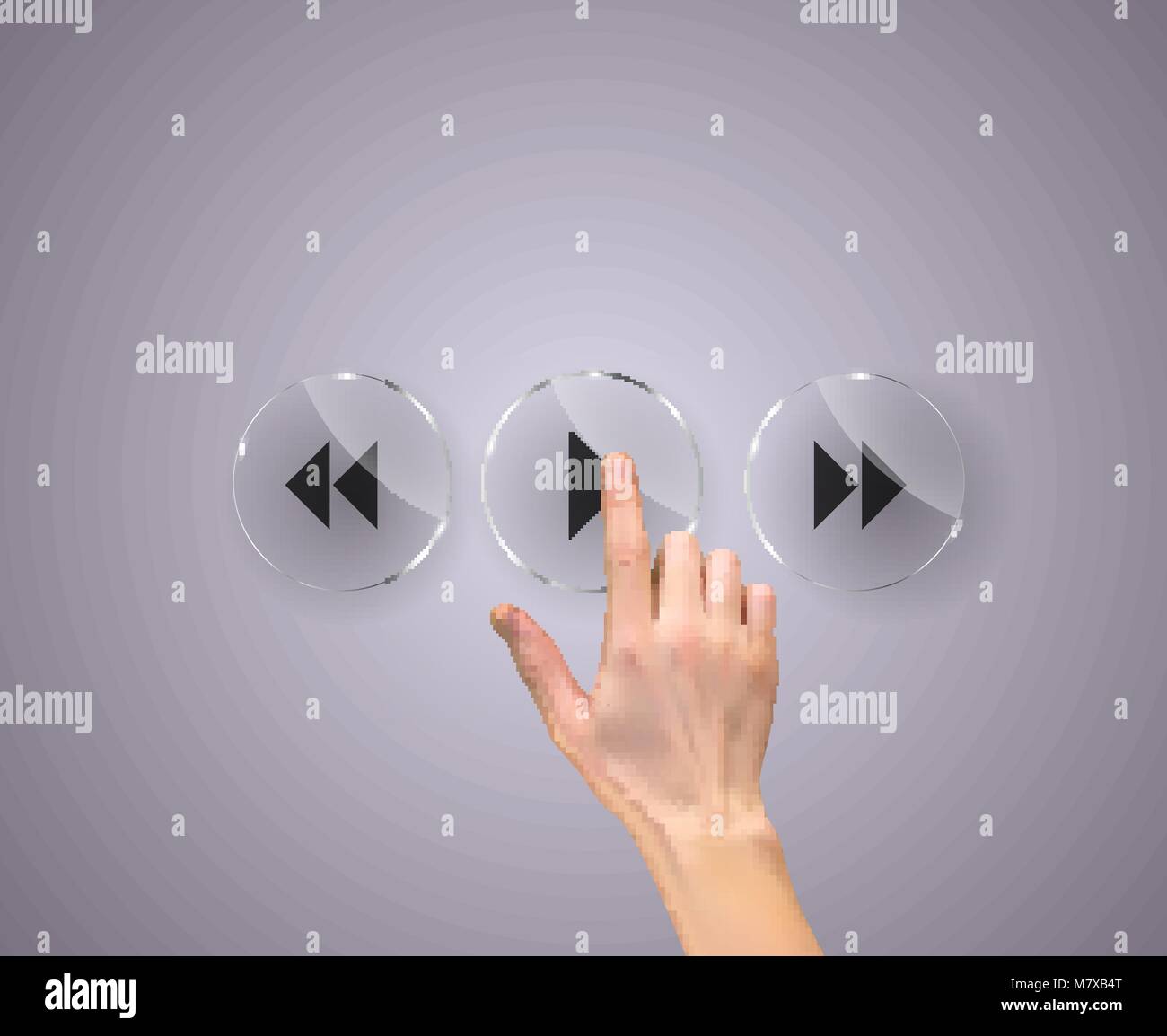Realistic 3D Silhouette of hand with finger pressing a play button ...