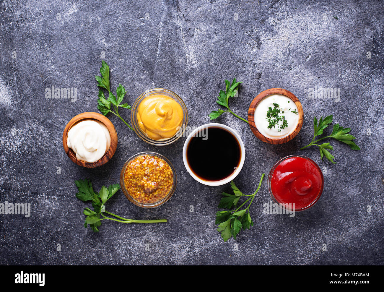 Set of different sauces and spices Stock Photo - Alamy