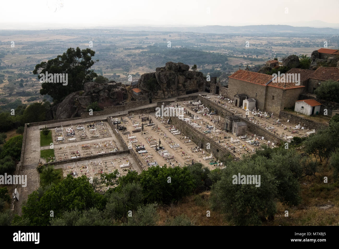 Ancient cemetery in Monsanto, Portugal with a nice view from above ...