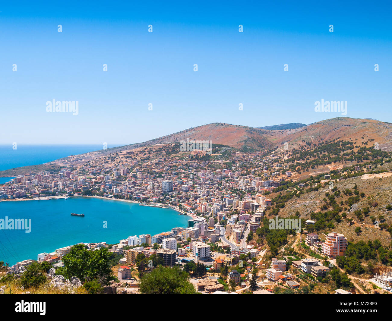 Panorama of Saranda, Albania Stock Photo - Alamy