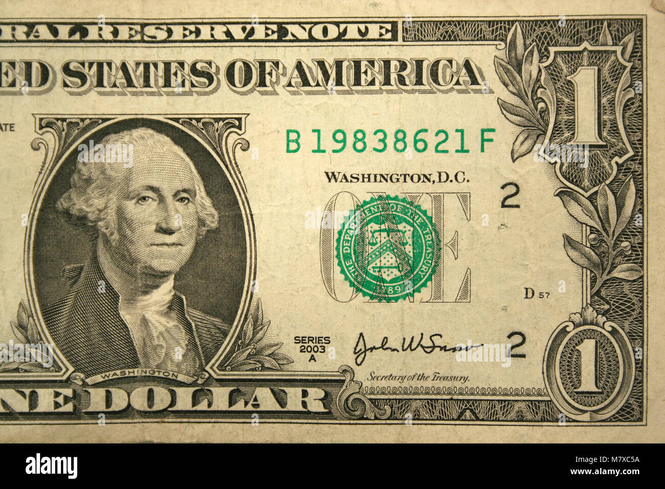 Front Half of a one dollar bill Stock Photo - Alamy