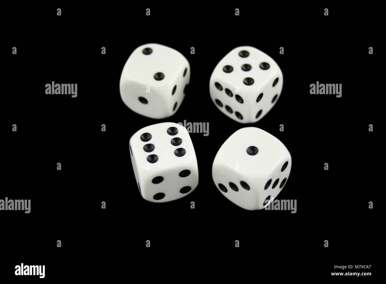 All Sevens dice isolated on black background Stock Photo - Alamy