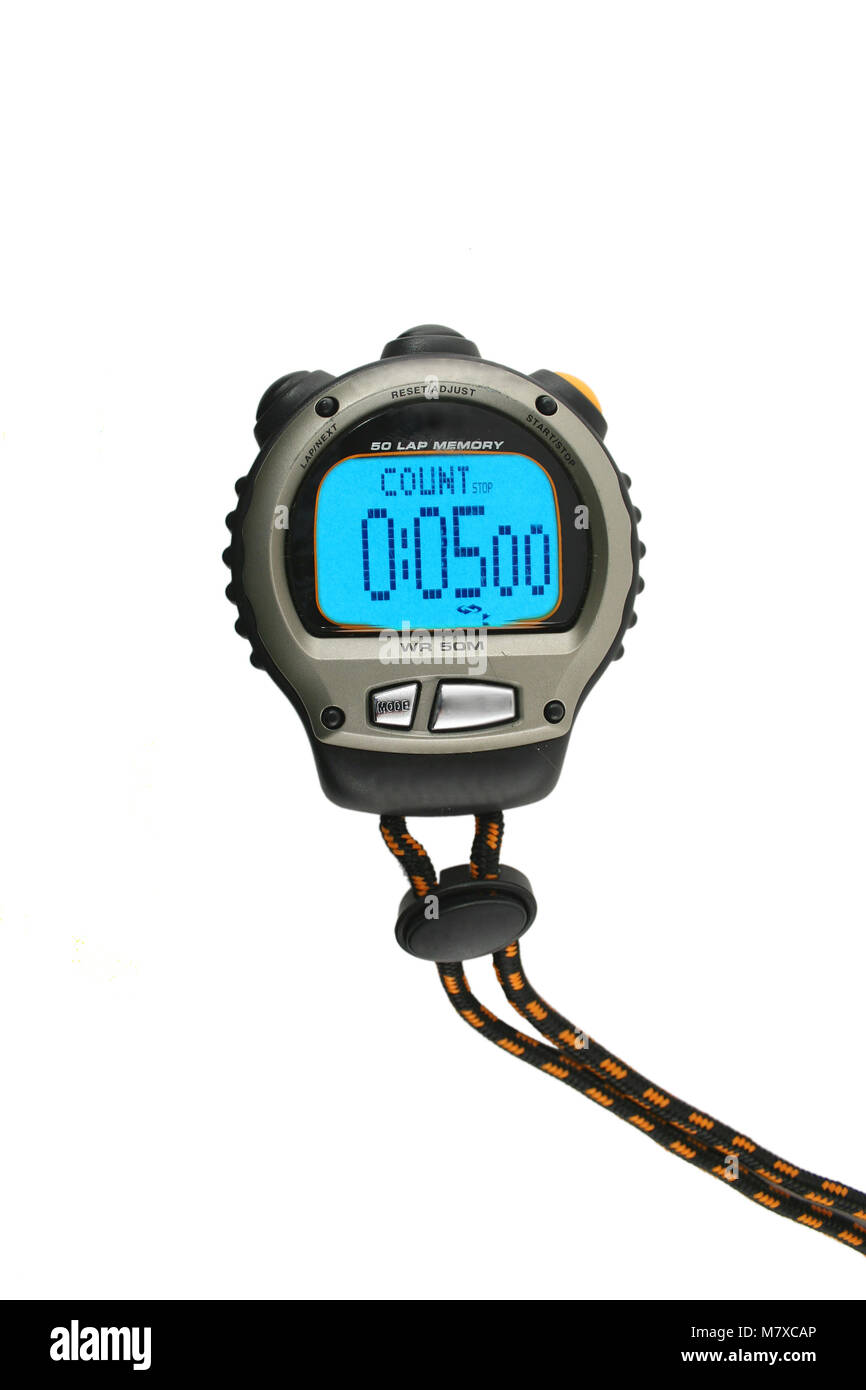 Lighted Stop Watch isolated on white background Stock Photo - Alamy