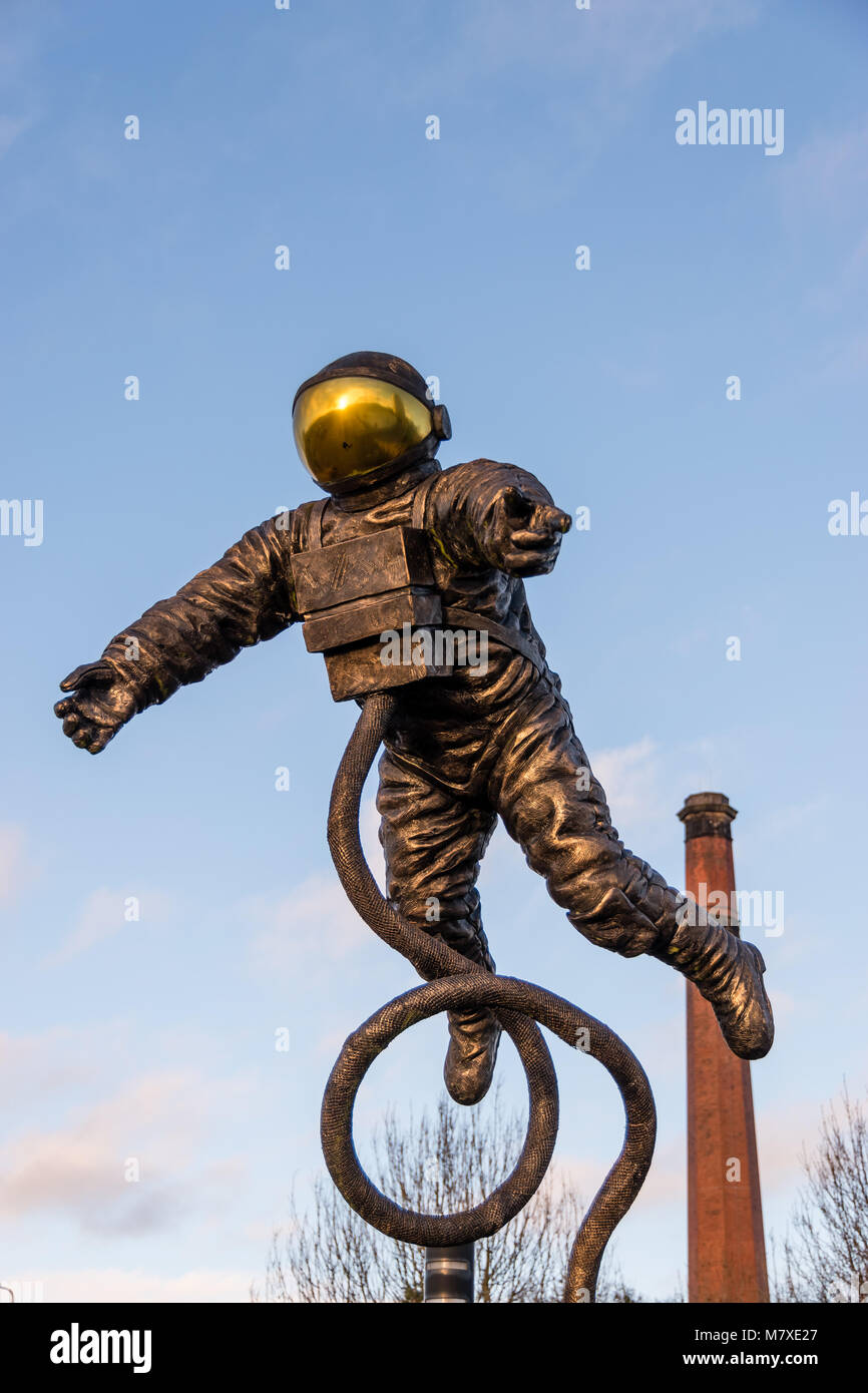The statue of an astronaut outside the National Space Centre in ...