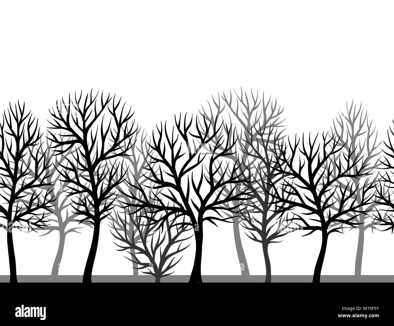 Seamless pattern with abstract stylized trees. Natural view of black ...