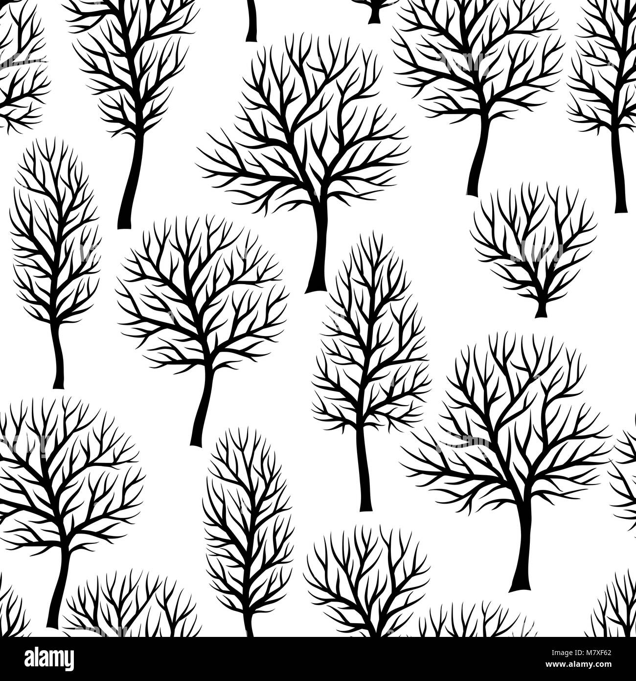Seamless pattern with abstract stylized trees. Natural view of black ...