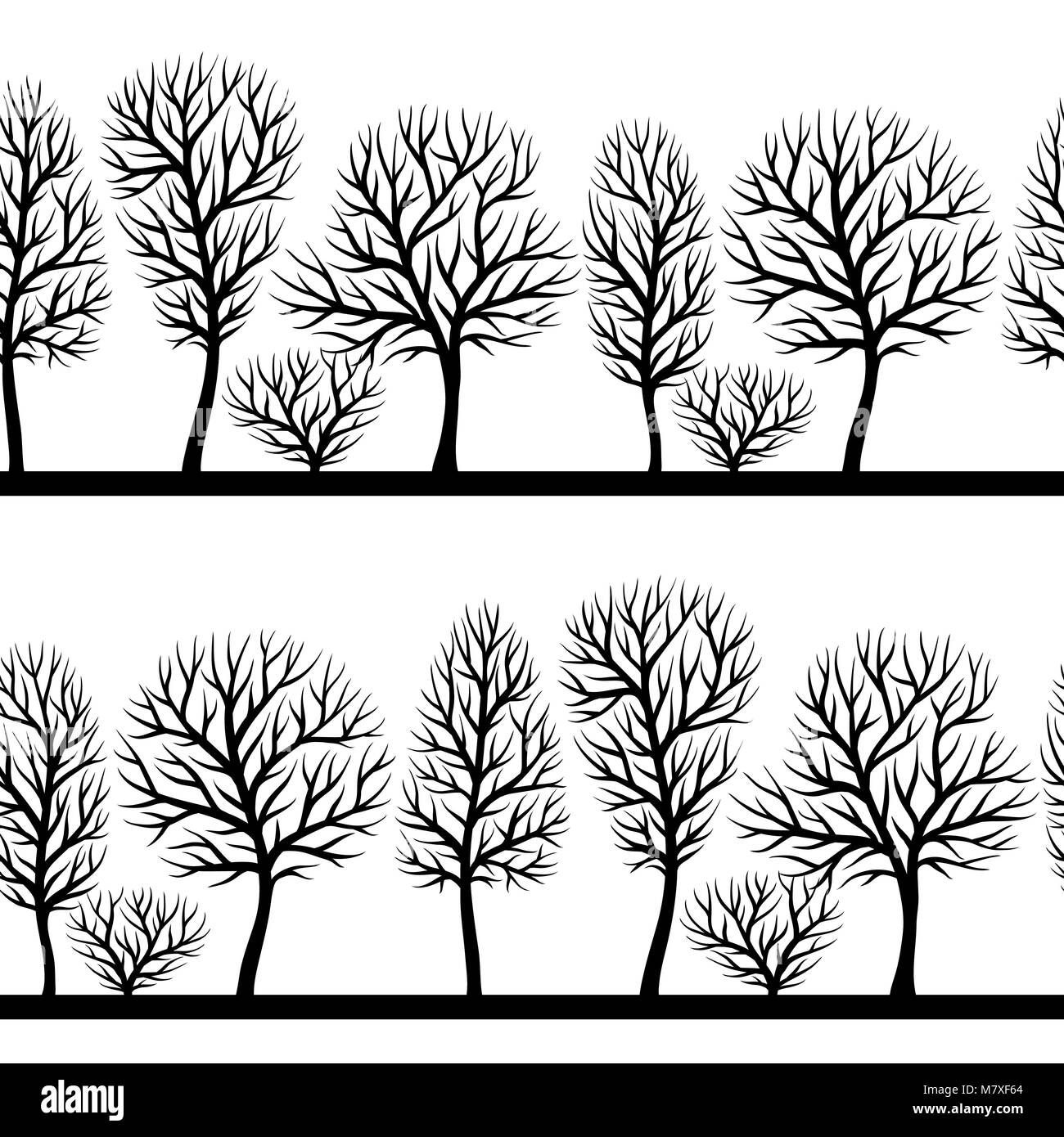 Seamless pattern with abstract stylized trees. Natural view of black ...