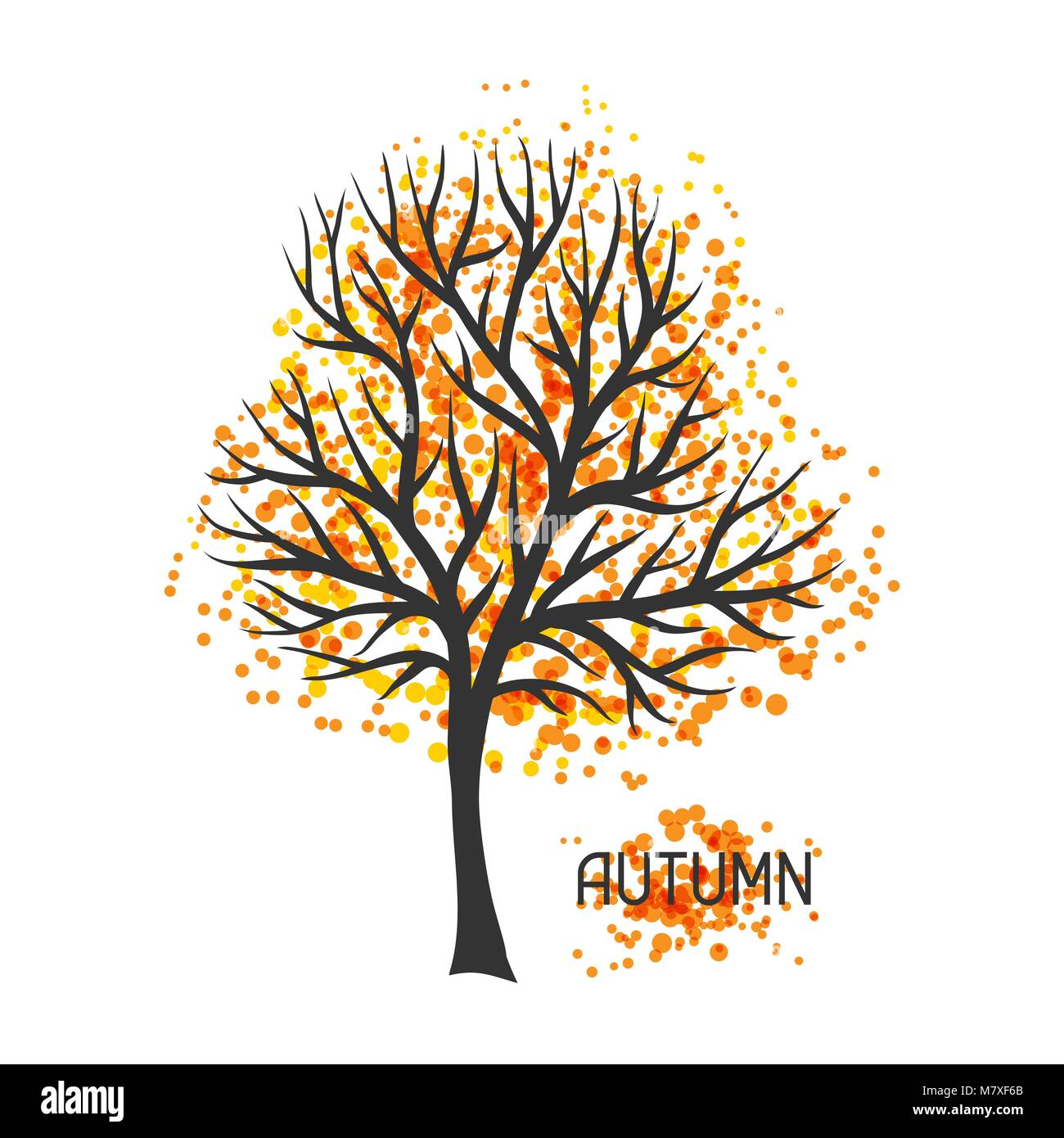 Background with autumn tree. Illustration of silhouette and abstract ...