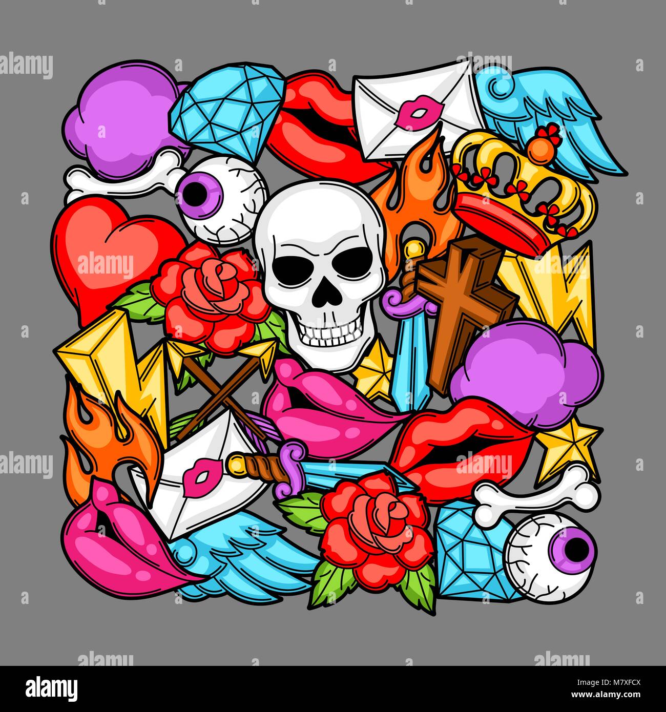 Fire sword tattoo illustration hi-res stock photography and images - Alamy