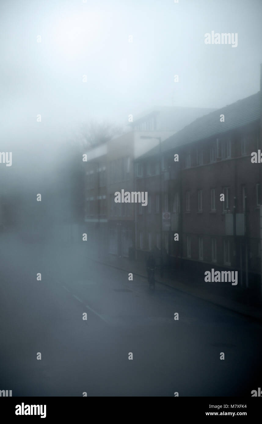 View of Terraced Buildings Through Foggy Window Stock Photo - Alamy