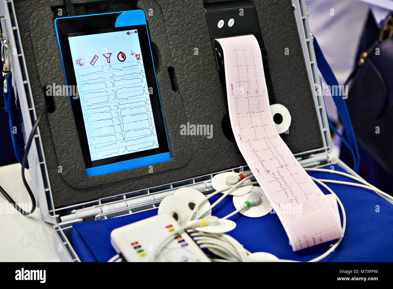 Portable medical equipment for ECG with monitor Stock Photo - Alamy